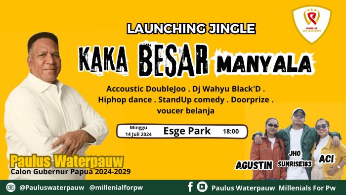 Milenial Papua Launching Jingle Kaka Besar Manyala Persembahkan untuk ...